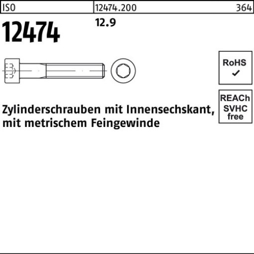 25er PACK(Stk) 012474120000202070 Zylinderschraube ISO 12474 m ...