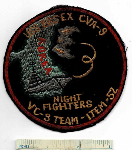 Korean War USS ESSEX CVA-9 Night Fighters VC-3 Team Navy Aircraft ...