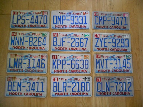 NC North Carolina First in Flight Base License Plate Lot of 12 USED for ...