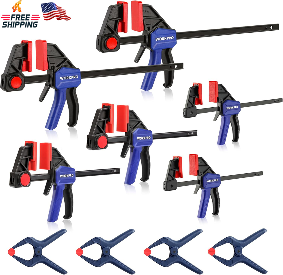 10 Pack Bar Clamps Woodworking 6in 12in Mini Light Duty Spring F Clamp ...