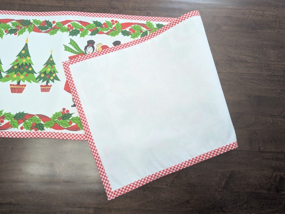 46" x 12" CHRISTMAS TABLE RUNNER hm w/VTG Tablecloth w/"Victoria-era ...