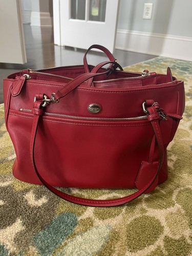 vintage leather red coach - Gem