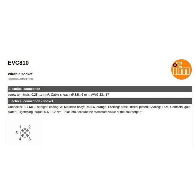 5pc ifm EVC810 Female Wirable Connector for sale online | eBay