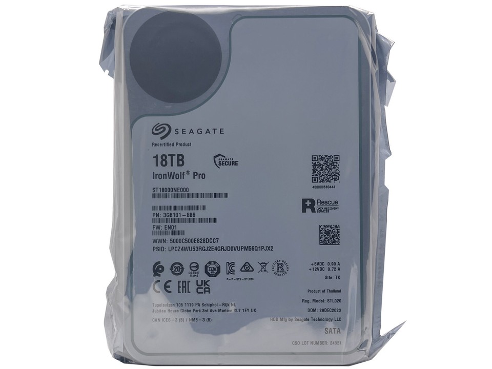 Seagate IronWolf Pro ST18000NE000 18TB 7200RPM SATA 6Gb/s 3.5" NAS Hard ...