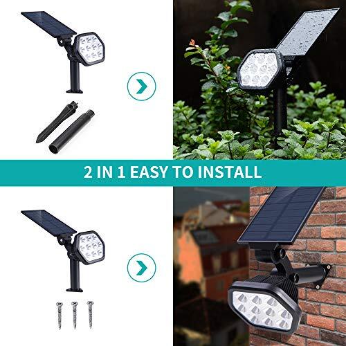 Nekteck Solar Lights Outdoor 10 LED Landscape Spotlights Solar Powered ...