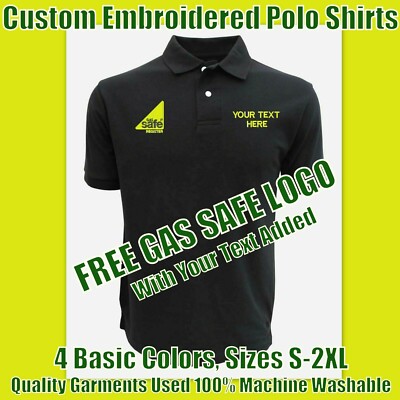 GAS SAFE REGISTER Personalised Embroidered Logo On Sleeve Workwear Polo ...