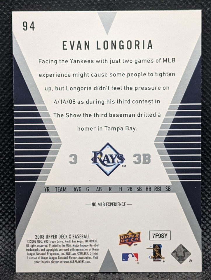 2008 Upper Deck X #94 Evan Longoria Rookie - Tampa Bay Rays | eBay