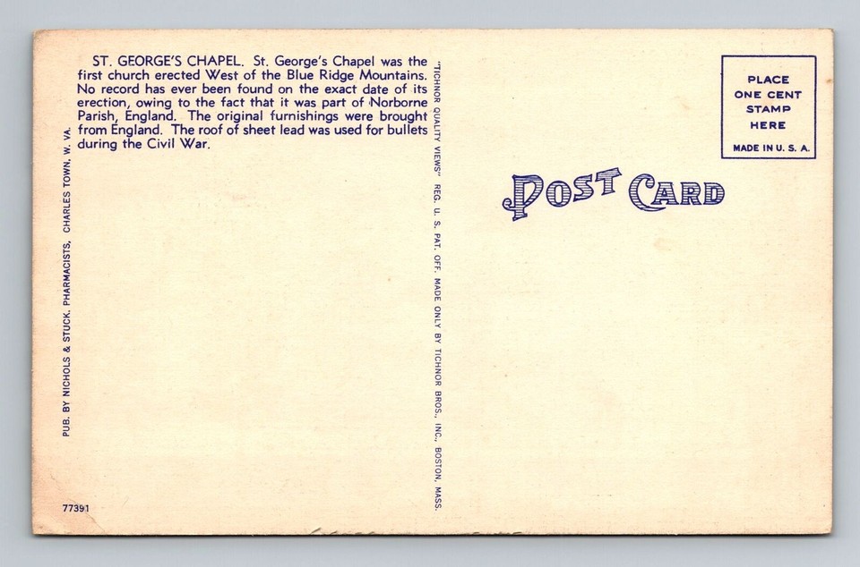 Charles Town WV-West Virginia, Ruins of St George Chapel, Vintage ...