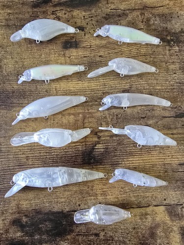 Assorted Lot Of 11 Clear Unfinished Rattle Crankbait Fishing Lures | eBay