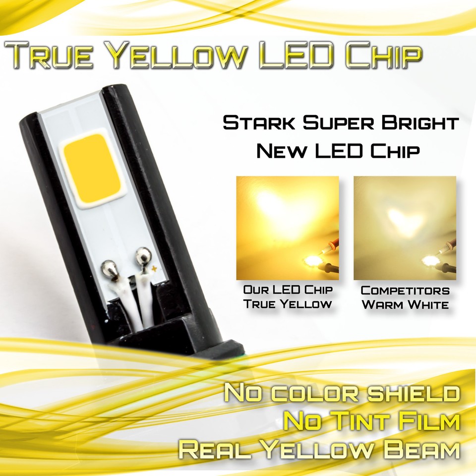 Stark LED 80W 7200LM 3-Sided Kit True 3000K Yellow Lights Fog Light ...