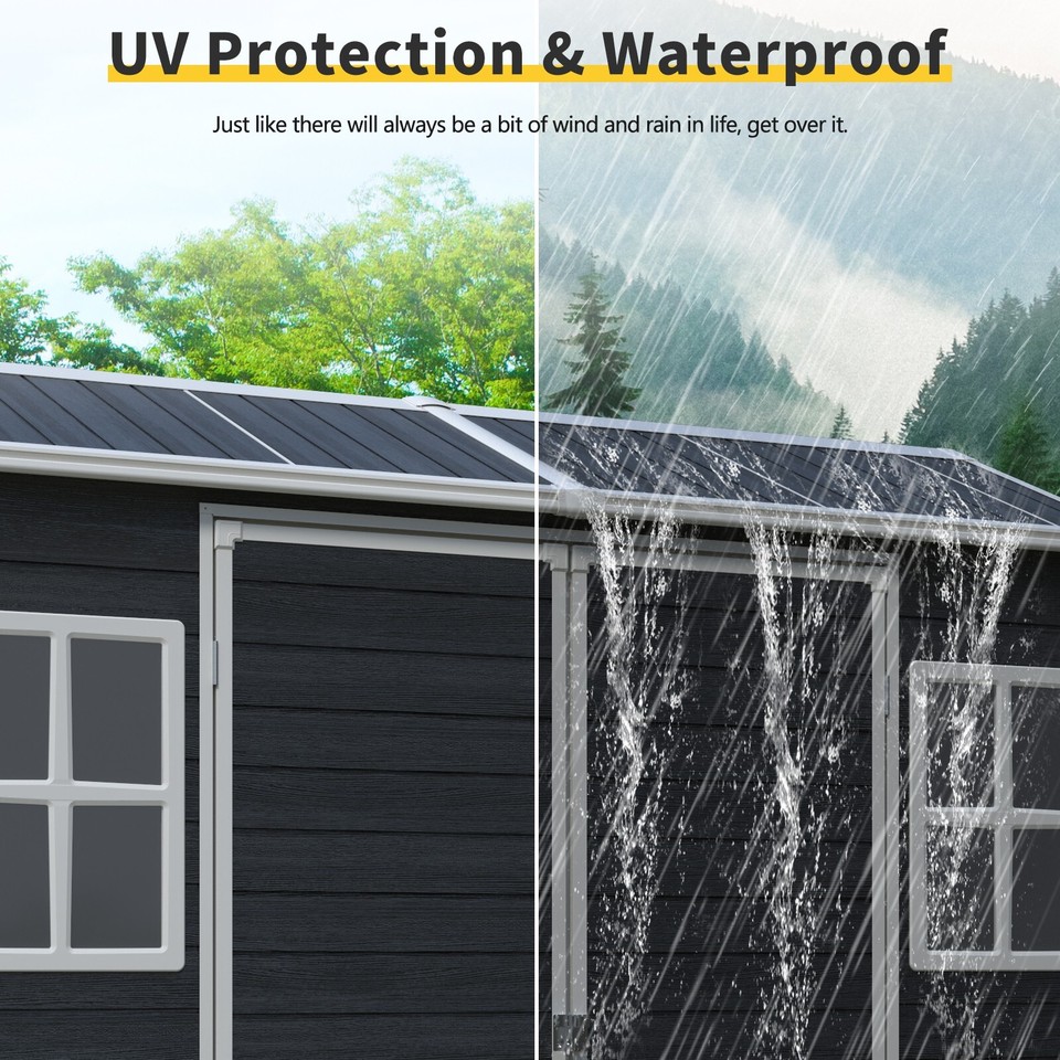 4x8 FT Resin Garden Shed Storage Shed with Floor & Window for Outdoor ...