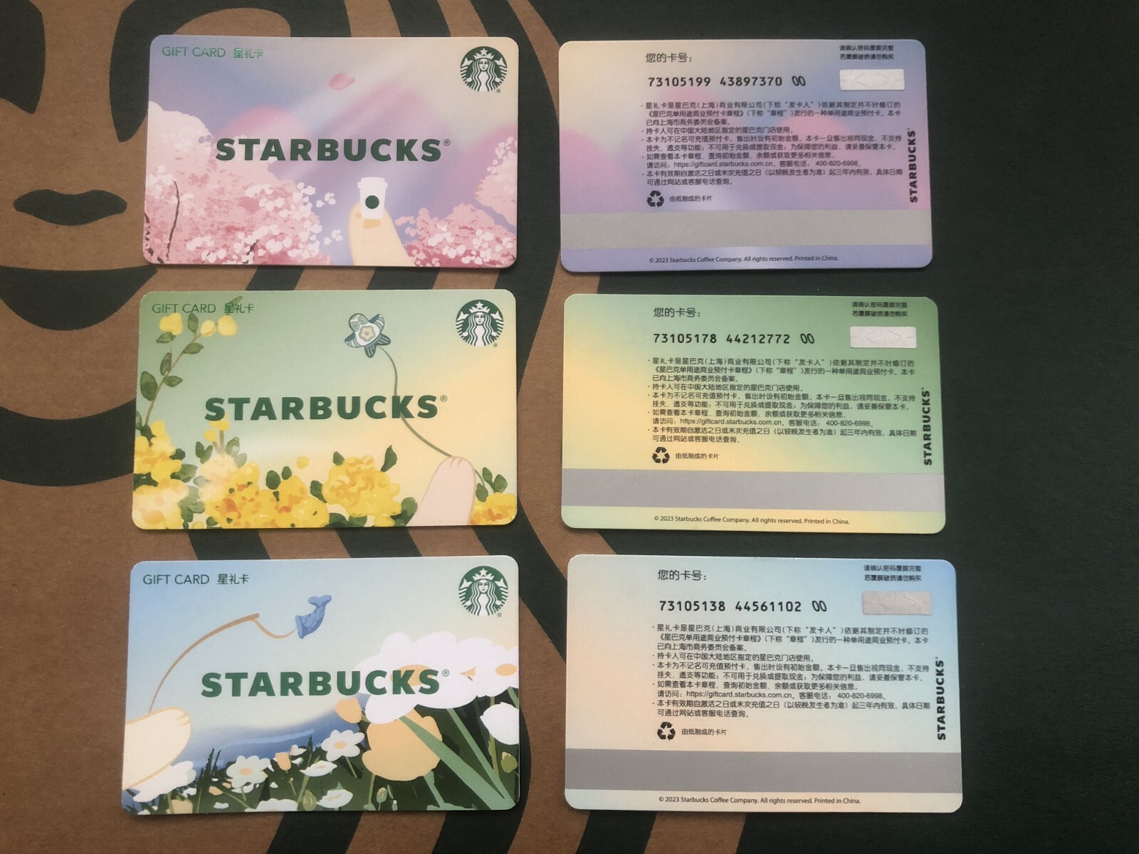 CS2308 2023 China Starbucks Coffee Spring flower MSR cards mint 3pcs | eBay