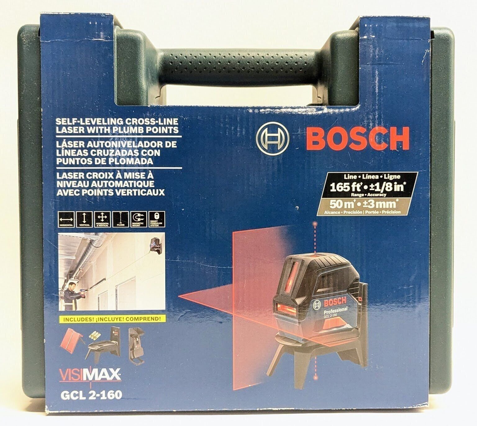 Bosch GCL 2-160 Self-Leveling Cross-Line Laser with Plumb Points | eBay