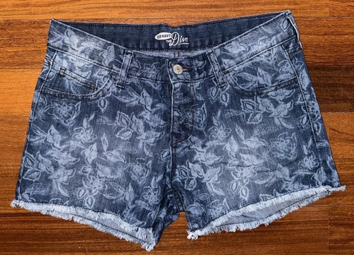 Old Navy THE DIVA Cutoff Jean Shorts ~ Blue Denim w/Stonewashed Floral ...