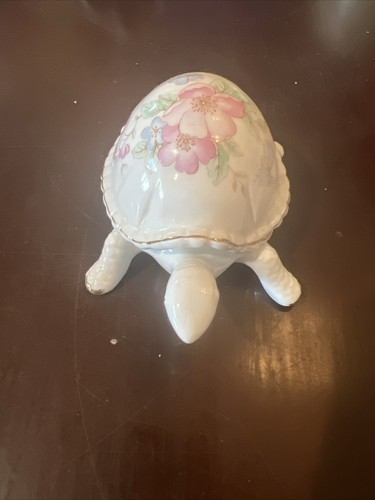 Vintage Lefton Turtle Trinket Box Bone China Floral Pattern | eBay