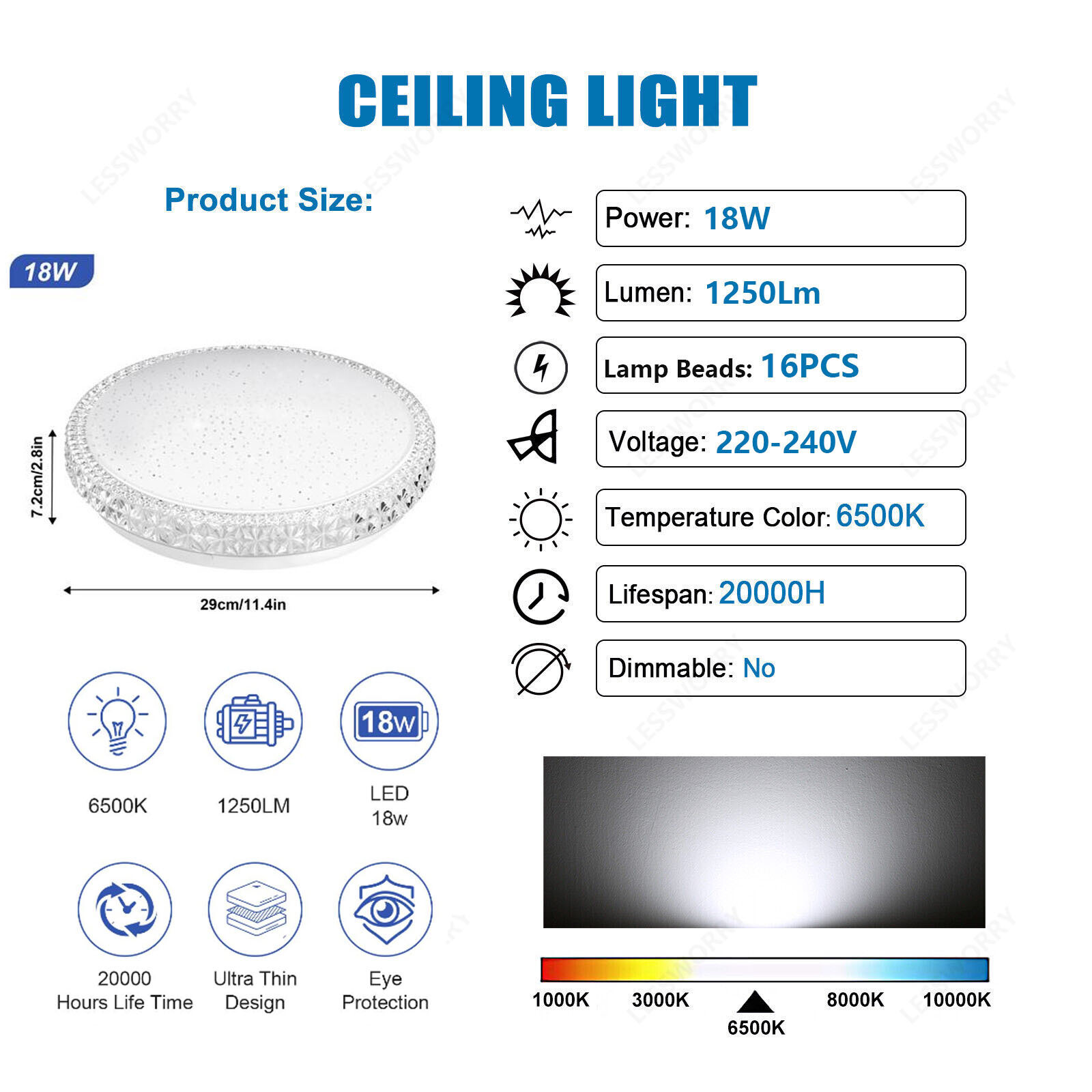 Modern LED Ceiling Lights Round Panel Down Lights Living Room Bedroom ...