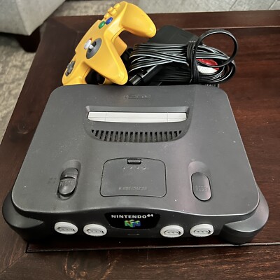 Nintendo 64 N64 Console System w/ OEM Yellow Controller & Cables ...