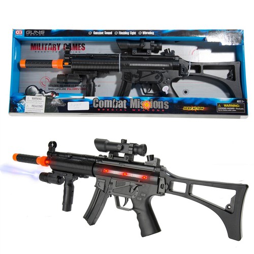 Kids Realistic Military Combat Rifle Toy Machine Gun w/ Lights Sounds ...