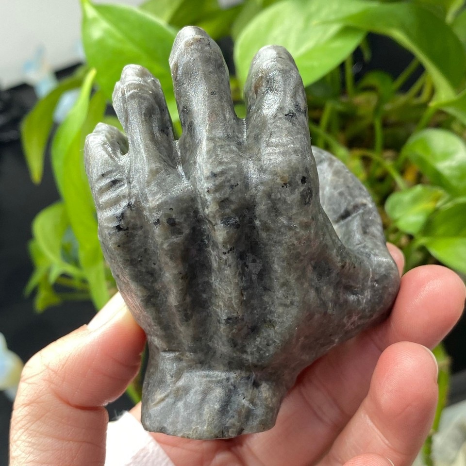 2.8" Natural Flame stone quartz hand-carved Magic hand crystal reiki ...