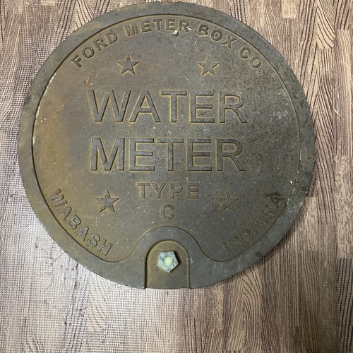 Ford Meter Box Co Cast Iron Water Meter Cover Wabash Indiana type C 12. ...
