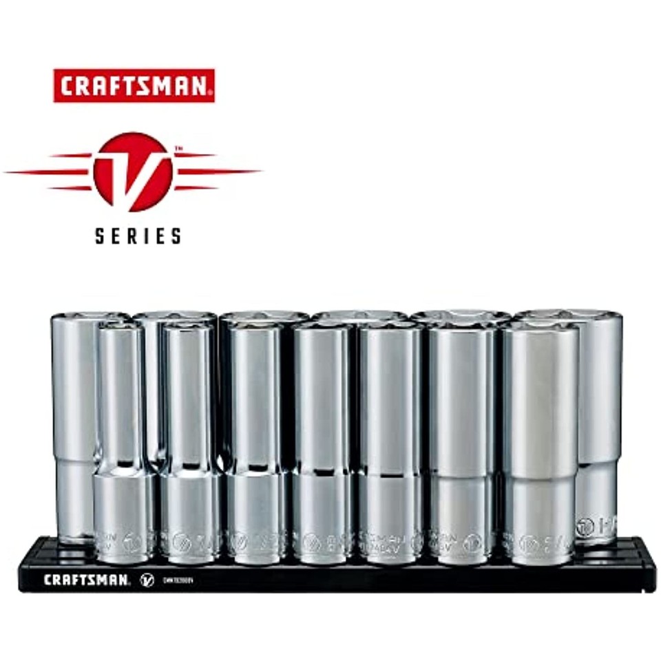 CRAFTSMAN V-SERIES Socket Set, Deep SAE, 1/2 Inch Drive, 13 Piece ...