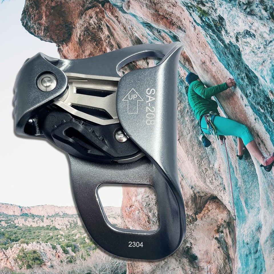 Upgraded Climbing Chest Ascender Strong Rappelling Gear Equipment gray ...