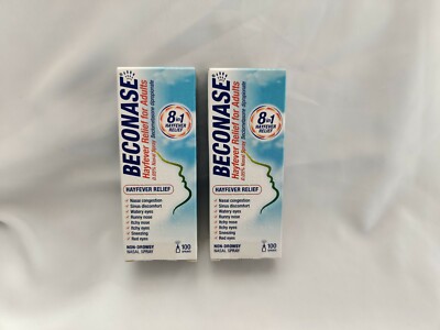2 x Beconase Hayfever Relief Nasal Spray 8-in-1 Effective Relief for ...