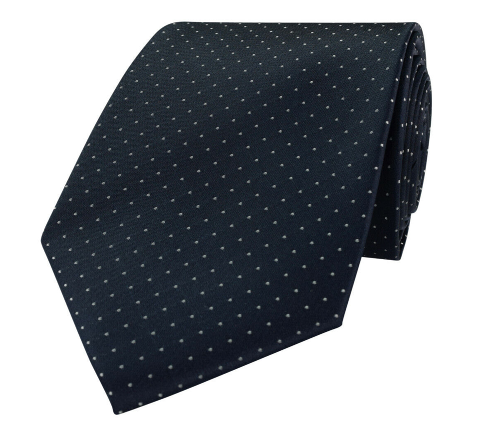 Premium Navy Blue & White Mens Tie Wedding Polka Dot Silver 731 | eBay