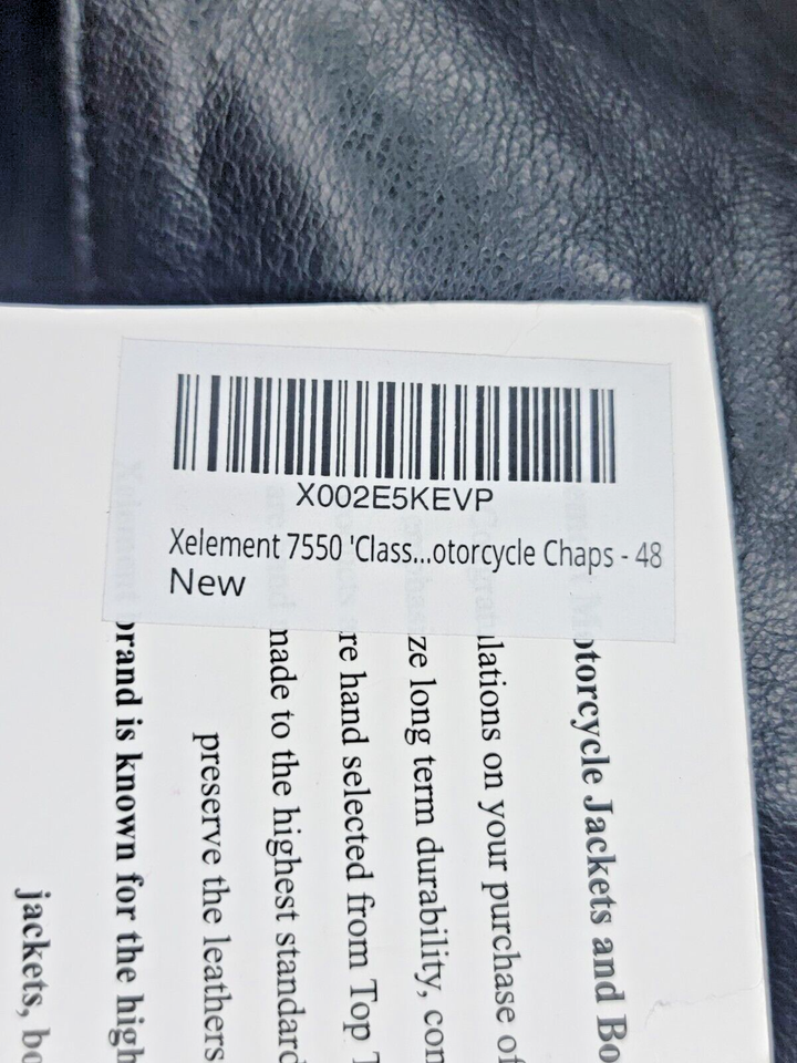 Xelement Motorcycle Chaps Mens Size 48 Black Leather Riding Gear | eBay