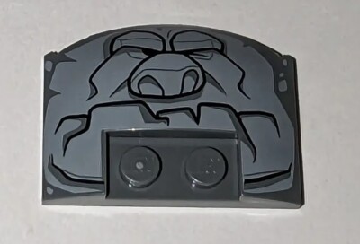 LEGO Gray Wedge 3x4x2/3 Triple Curved Rock Monster Face Pattern Part ...