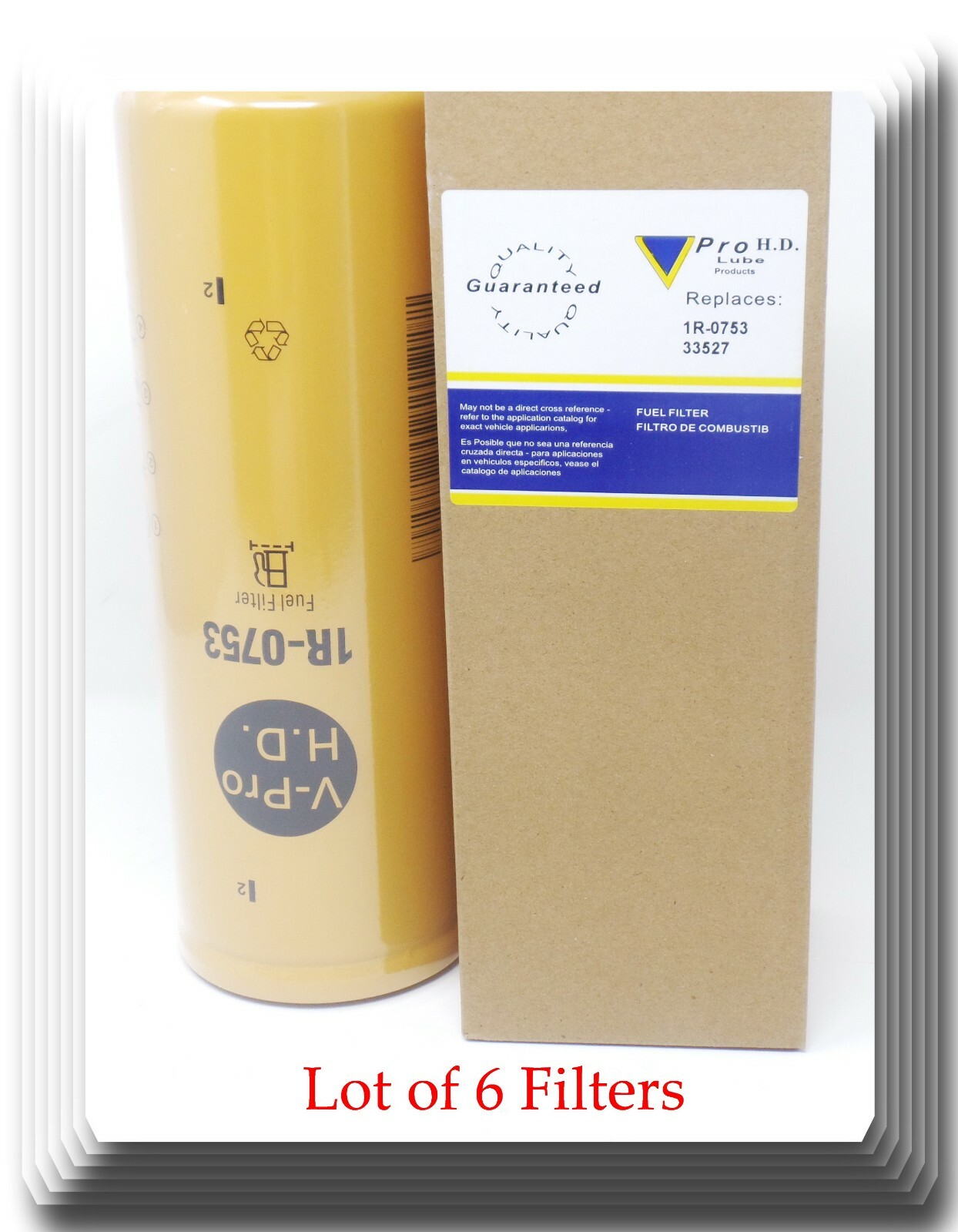 6 X 1R0753 Fuel Spin-on Filter Fits:Cat Equipment Excavators Loaders ...