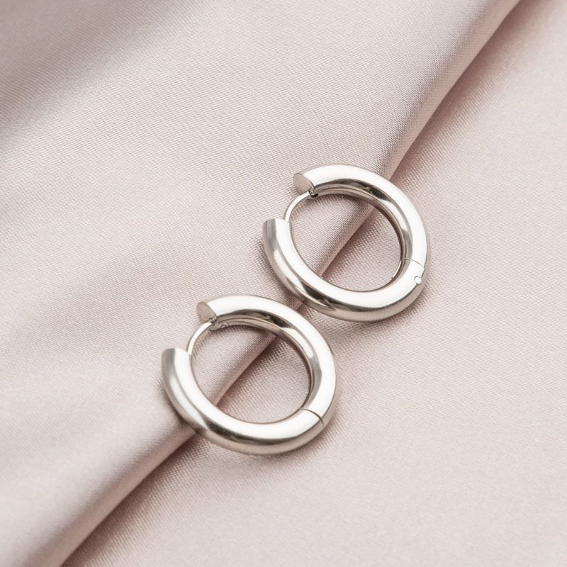 Woman 18K Gold Plated Stainless Steel Hoop HUggie Tube Earring Clip ...