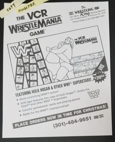 WWF VCR WRESTLEMANIA GAME Promo Advertisement COPY The Wrestling Ring ...