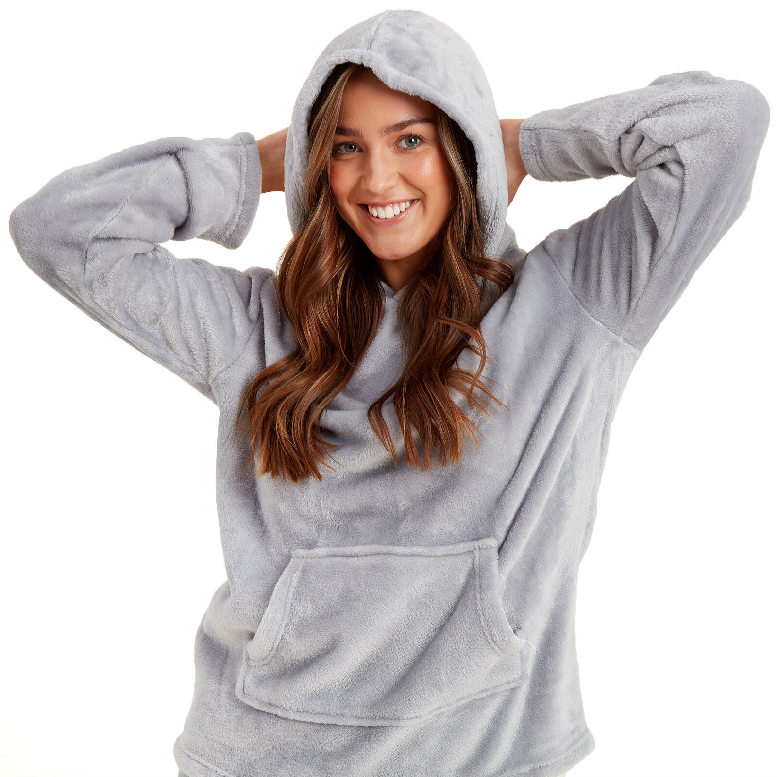 Snuggaroo Womens Soft Fleece Hooded PJs Pyjama Bottoms Top Loungewear ...