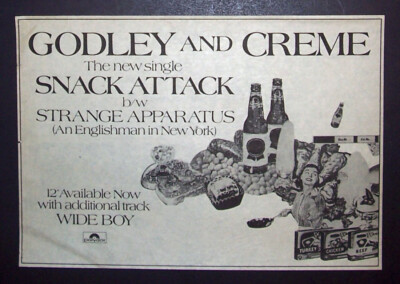 Godley & Creme Ismism, Snack Attack 1982 Small Poster Type Ad, Promo Advert | eBay