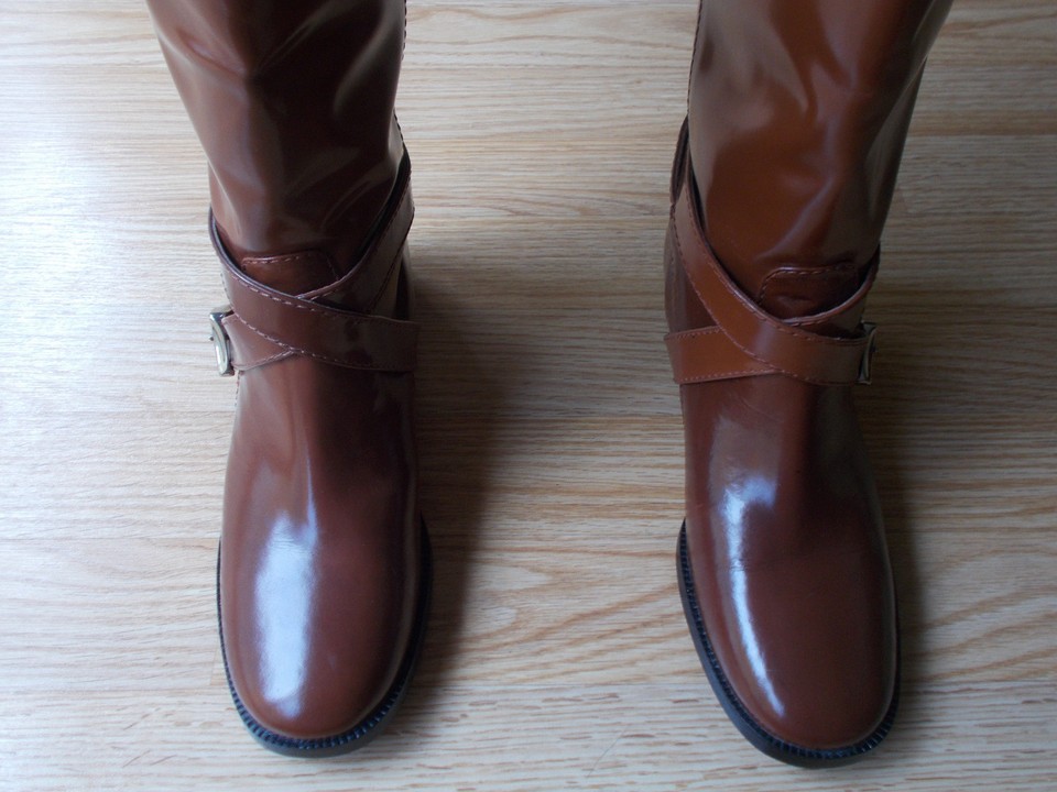 Marc by Marc Jacobs Tall Flat Riding Boots Polished Leather sz 38.5 US ...