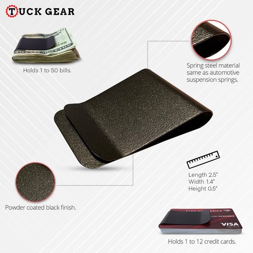 TUCK GEAR Black Money Clip for Men with Reinforced Bill and Card Holder ...