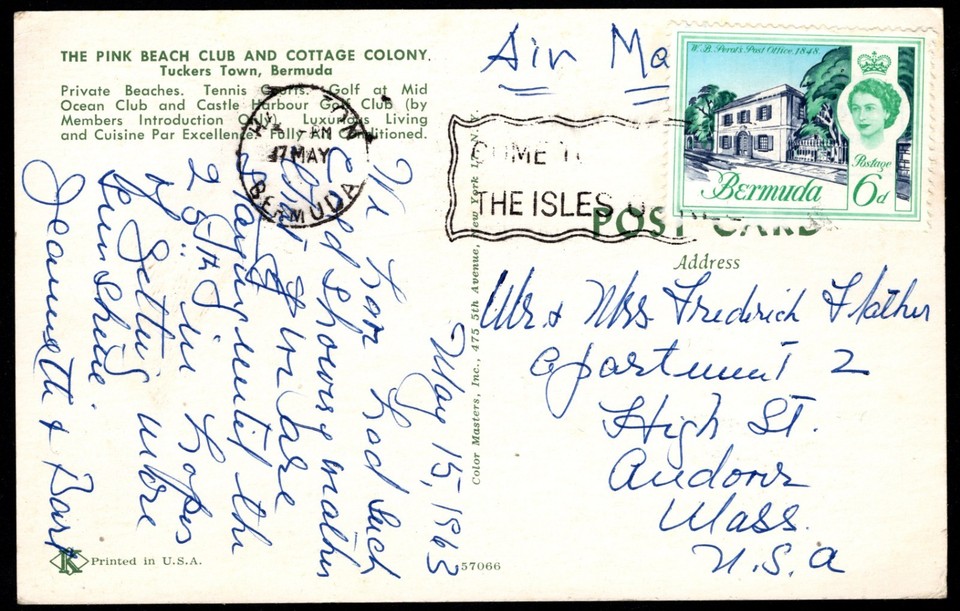 Postcard THE PINK BEACH CLUB AND COTTAGE COLONY, TUCKERS TOWN, BERMUDA ...