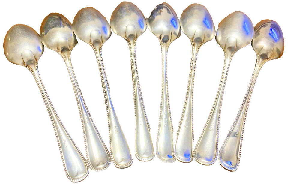 Vintage Set of 8 John Round Silver Plated "Beaded Handled" Tea Spoons ...