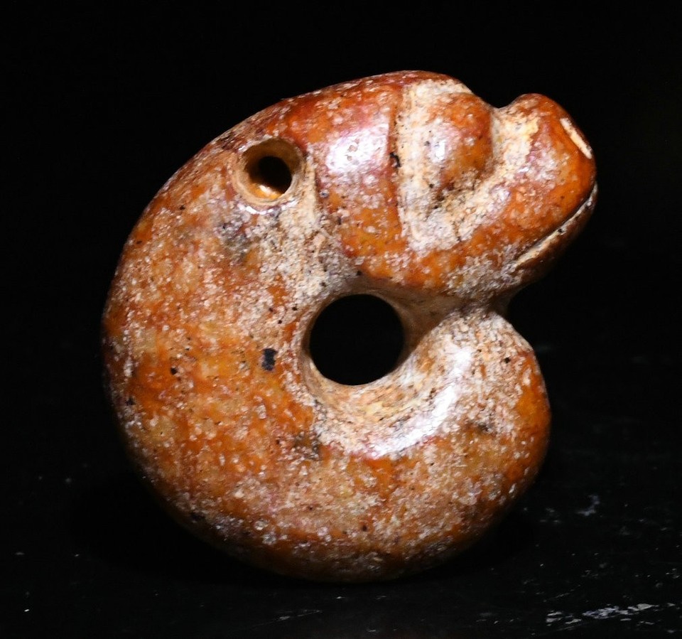 2" Old Chinese Hongshan Culture Jade Carved Yu Pig Dragon Hook Gou ...