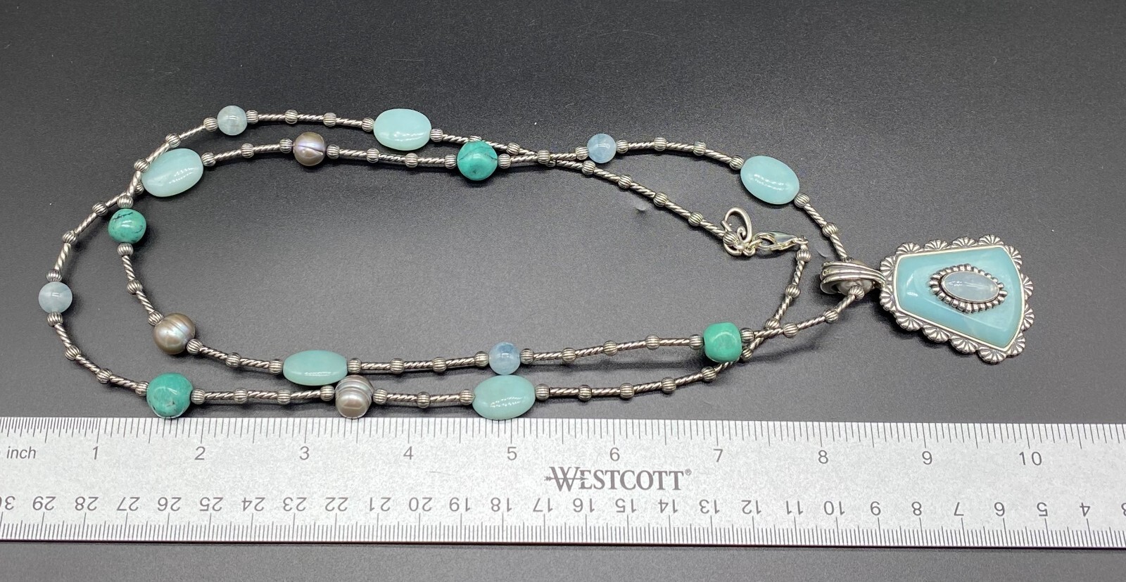 CAROLYN POLLACK RELIOS-Sterling SW Amazonite Aquamarine Bead Enhancer ...