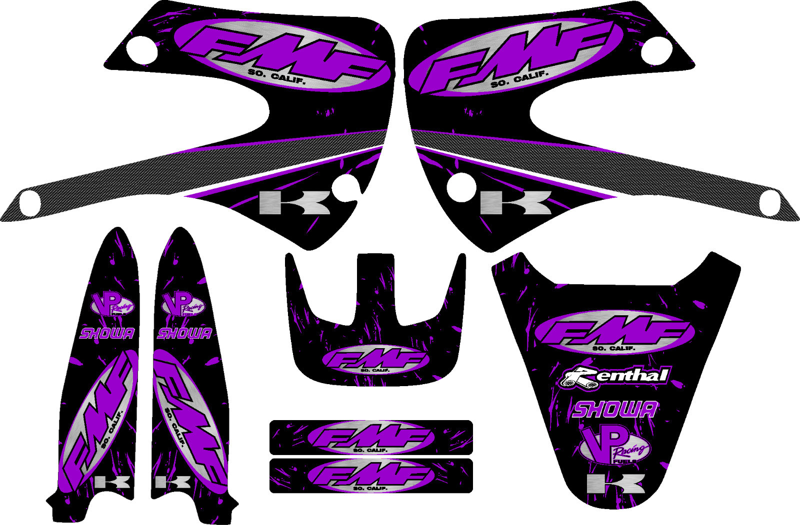 Kx85 FMF Racing Exhaust Graphic Kit 01-12 Purple Decal Sticker Kx100 Kx ...
