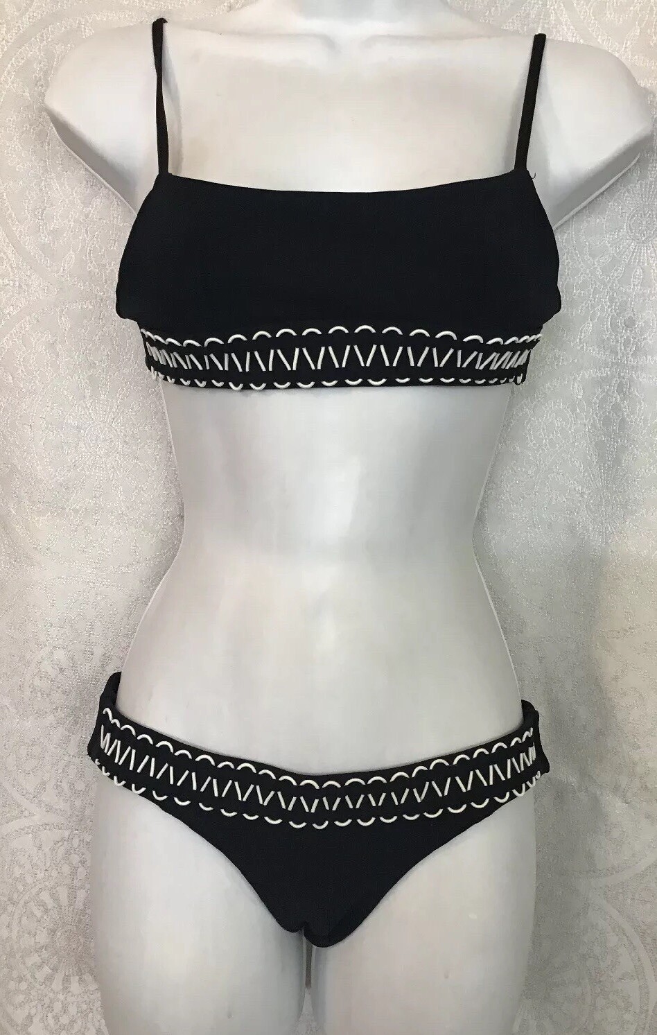 Dion Lee Bikini Black With White Twisted Cord Trim Si… - Gem