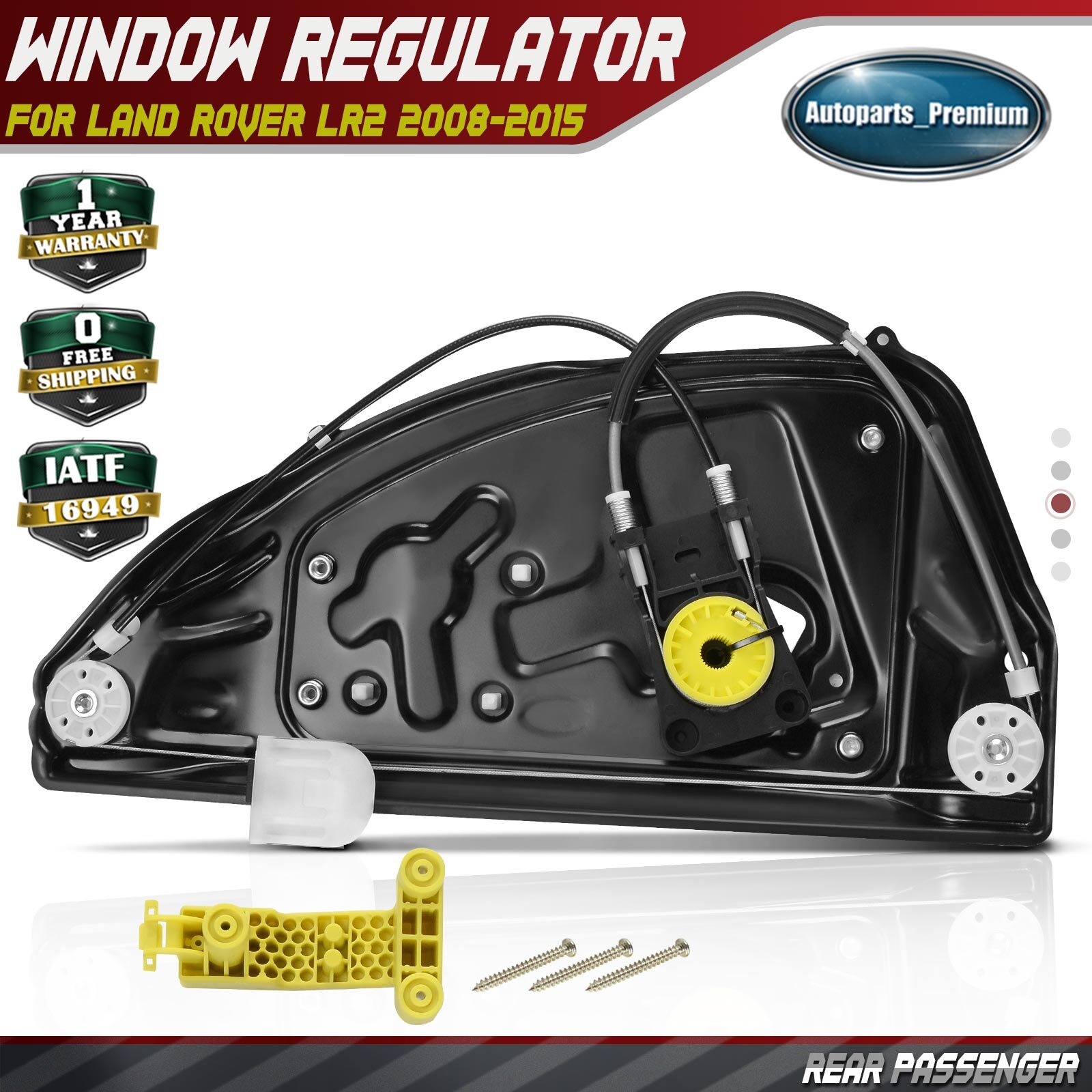 Power Window Regulator with Panel for Land Rover LR2 2008-2015 Rear RH ...