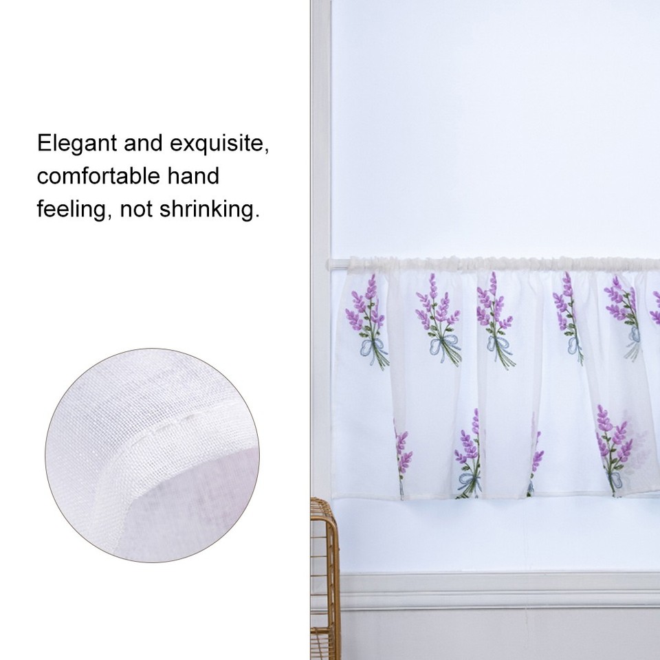 Short Curtain Kitchen Tiers Embroidered Window Transparent Lace Half ...