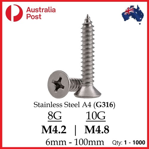8G 10G Self Tapping Countersunk Phillips Screw s CSK Stainless Steel A4 ...