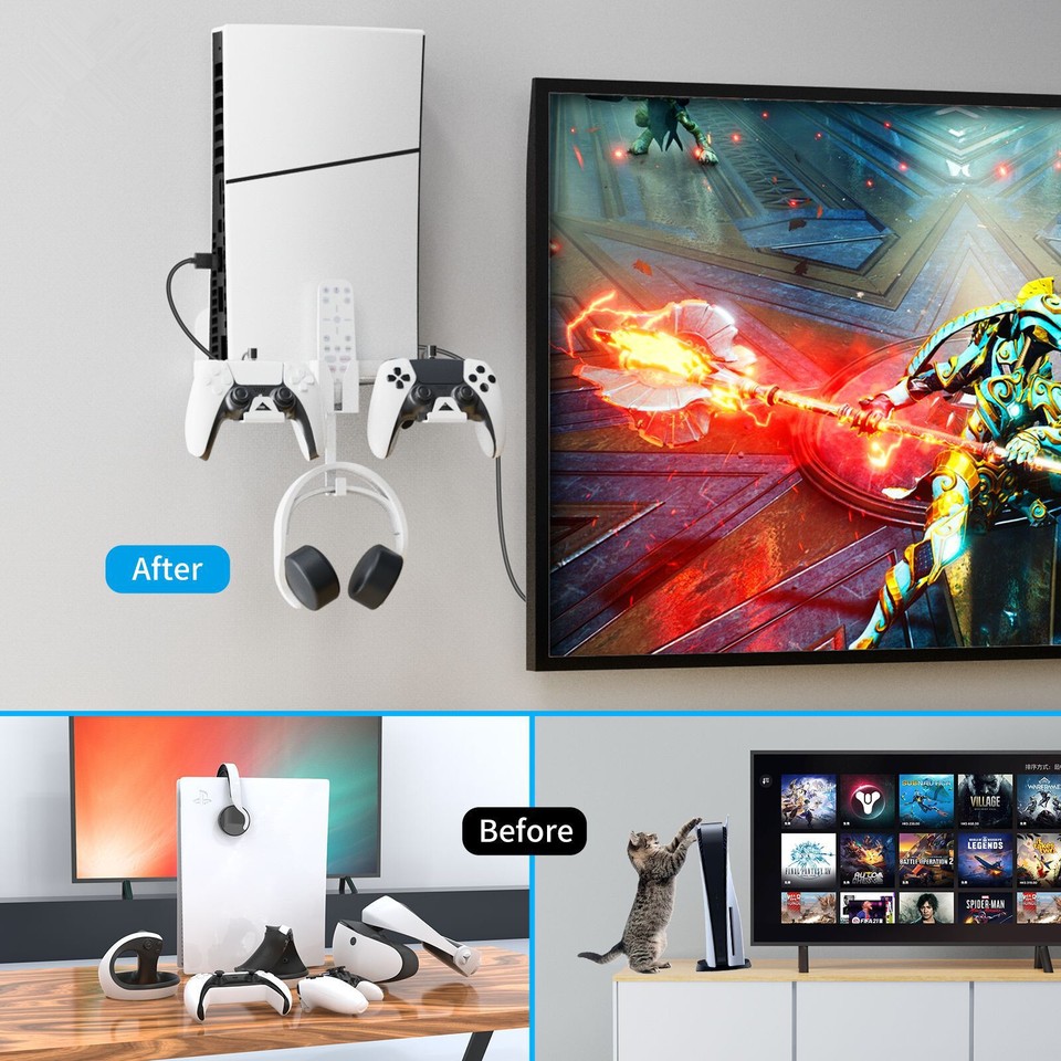 For PS5 Console Wall Mount & PlayStation 5 Controller Wall Bracket ...