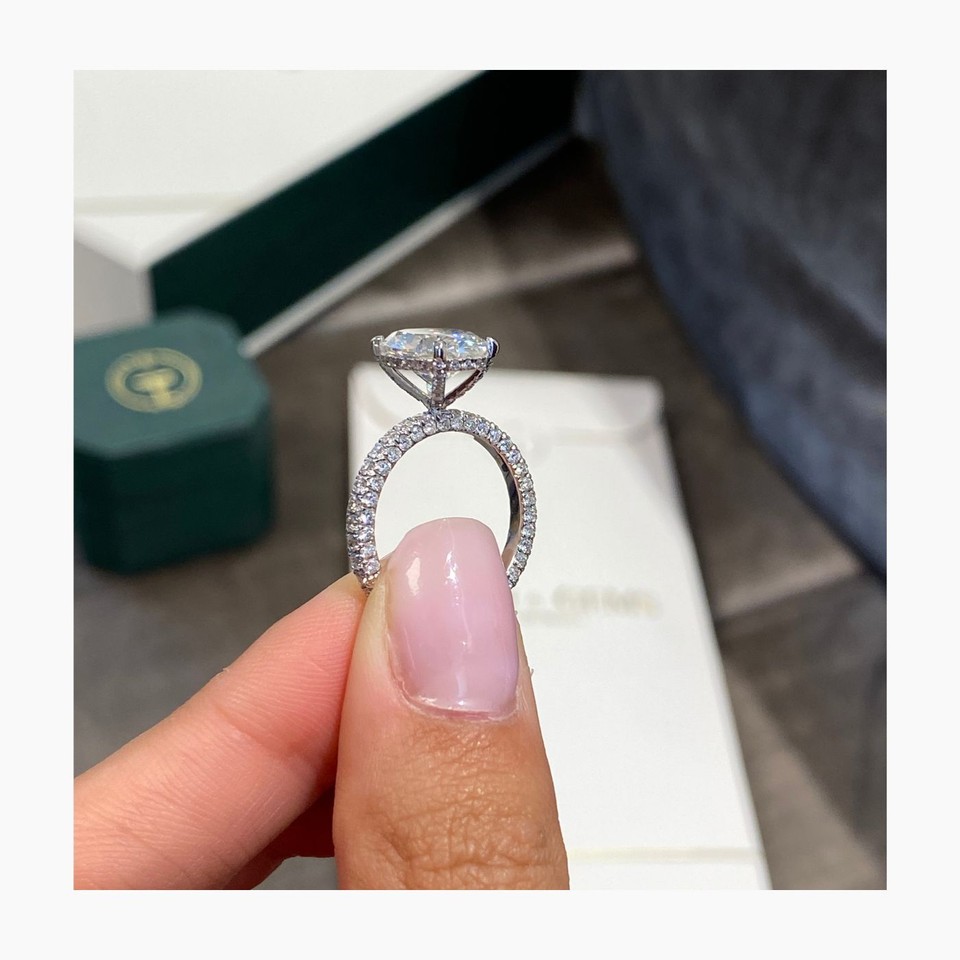 Solitaire Engagement Ring Oval Lab Created Diamond 14k White Gold E ...