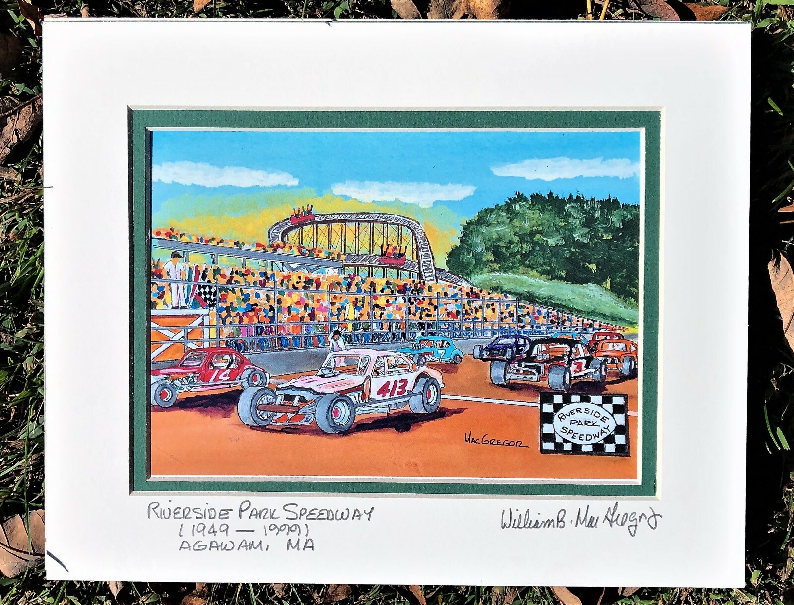 RIVERSIDE PARK SPEEDWAY art print Agawam NASCAR race short track Stock ...