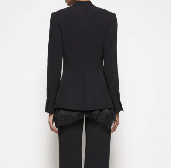 Jonathan Slimkhai Allie Crepe Combo Basque Jacket Nwt Lace Trim | eBay